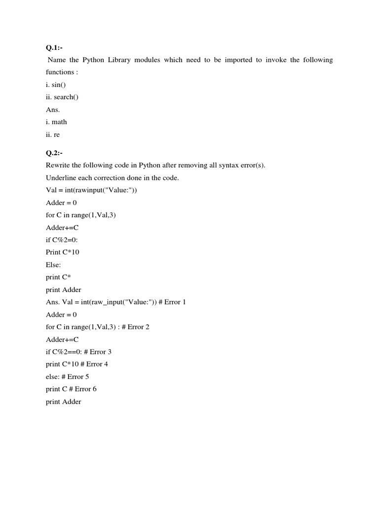 Sample Paper Cs Class 12 Pdf C Programming Language Subroutine