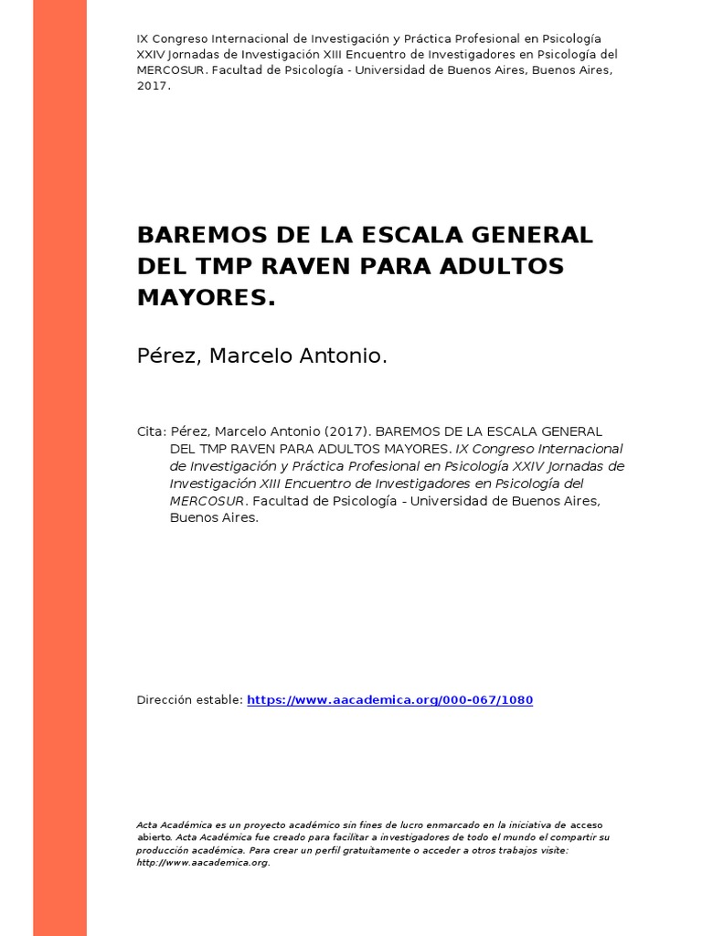 Perez, Marcelo Antonio (2017) - BAREMOS DE LA ESCALA GENERAL DEL TMP RAVEN PARA ADULTOS MAYORES ...