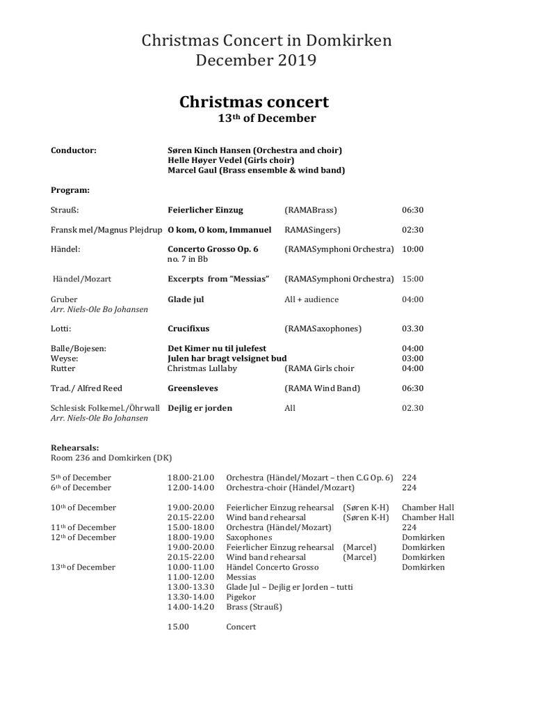 Christmas Concert Program 2019 | PDF | Orchestras | Performing Arts