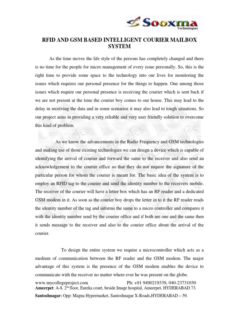 RFID and GSM Based Intelligent Courier Mailbox System | PDF | Radio ...