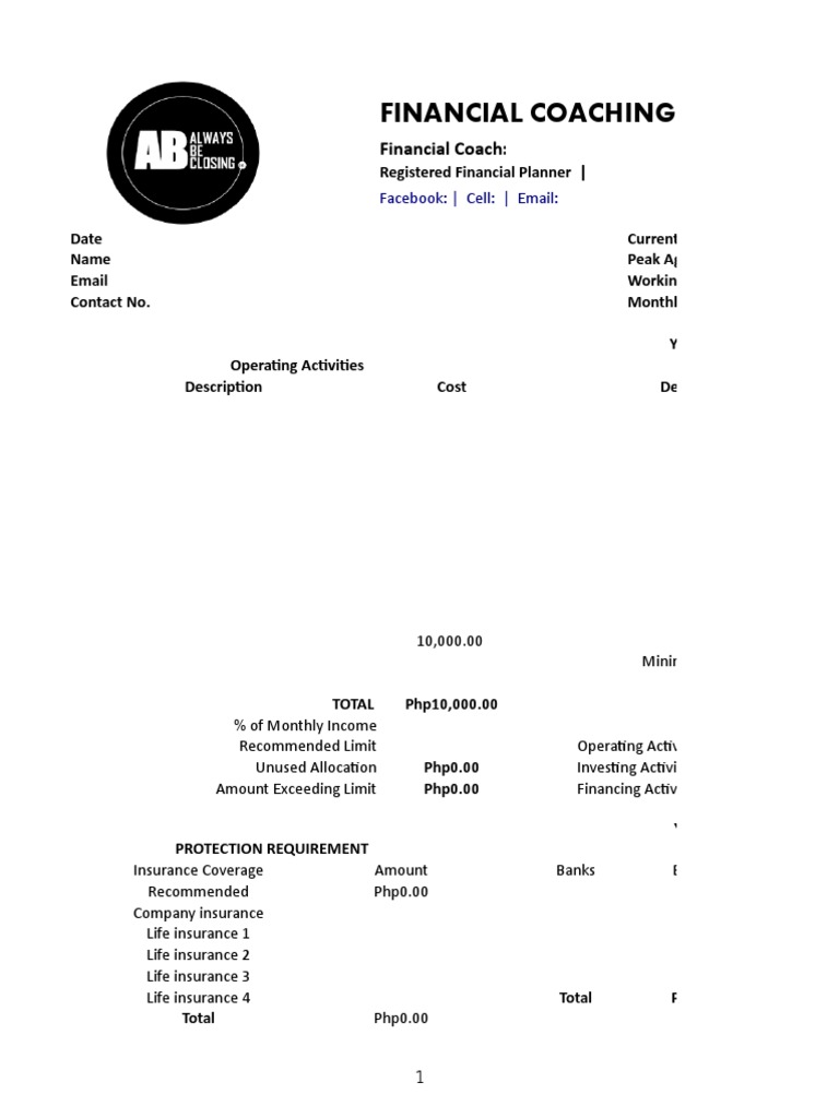 Financial Coaching Worksheet Template | PDF | Life Insurance | Estate ...