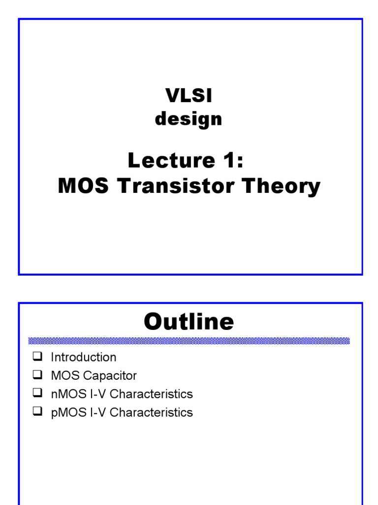 Vlsi Design: MOS Transistor Theory | PDF | Mosfet | Cmos