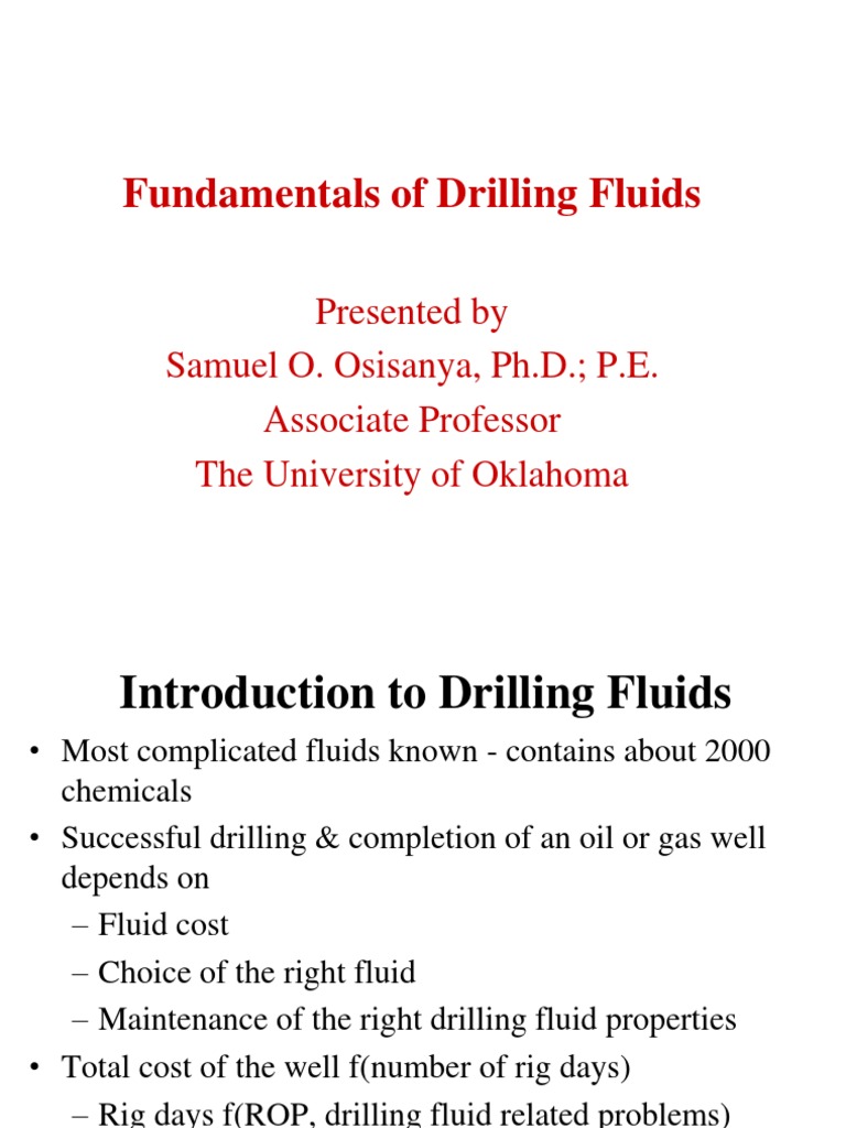 Lecture 1 - Fundamentals of Drilling Fluids | PDF | Drilling Rig | Oil Well
