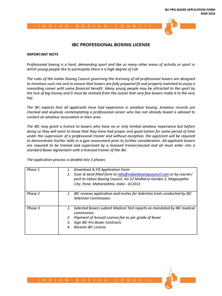 IBC-Boxer-Application-Form - Mar 2016 | PDF | Government | Business