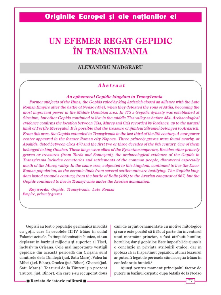 Regatul Gepidic în Transilvania | PDF | Early Middle Ages | Late Antiquity