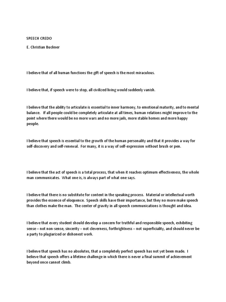 Speech Credo | PDF | Common Good | Journalism