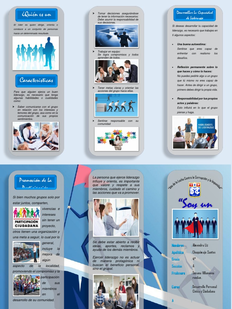 Triptico Soy Un Lider | PDF | Liderazgo | Conceptos psicologicos