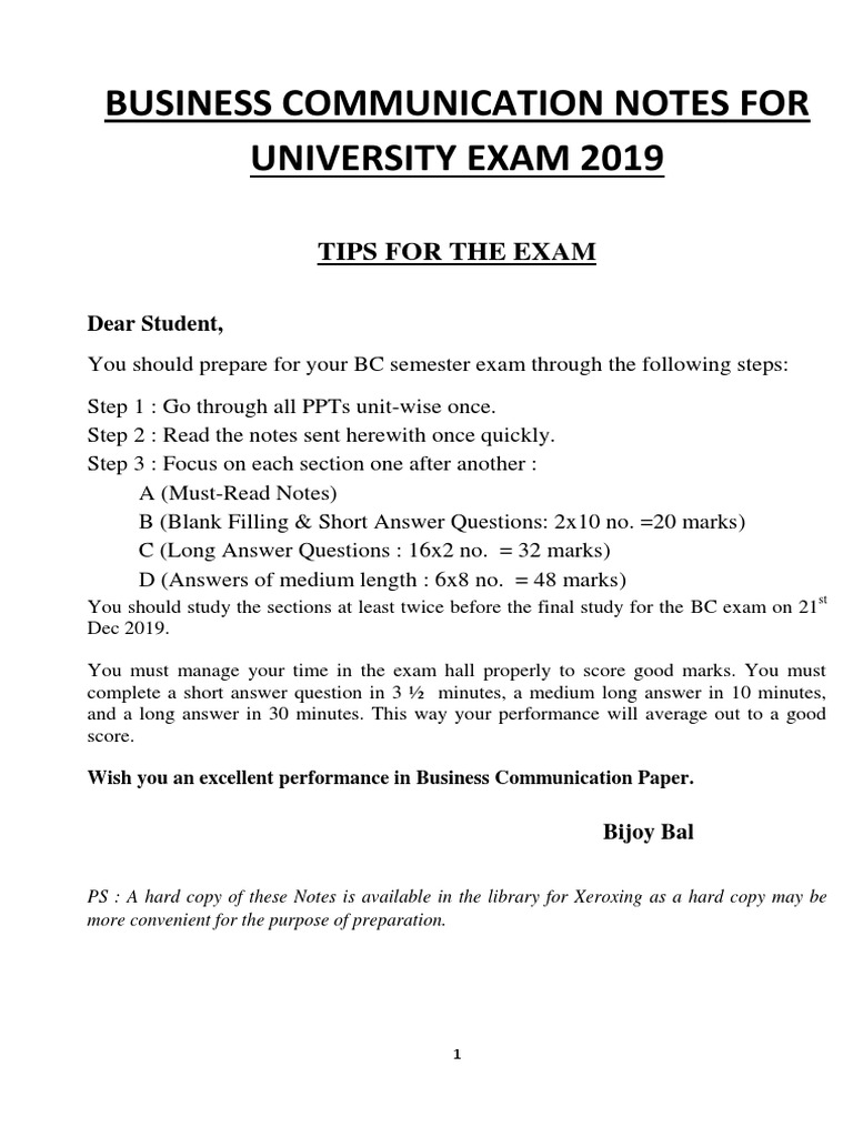 Business Communication Notes For University Exam 2019 PDF | PDF ...