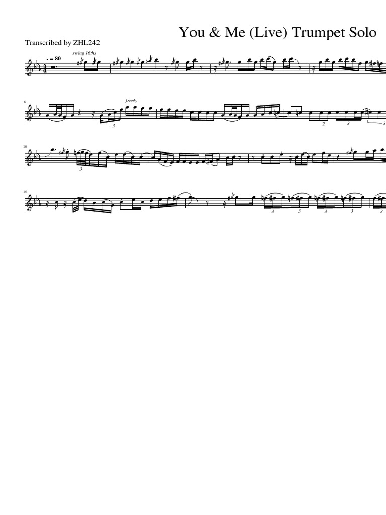 You & Me Trumpet Solo Sheet Music | PDF