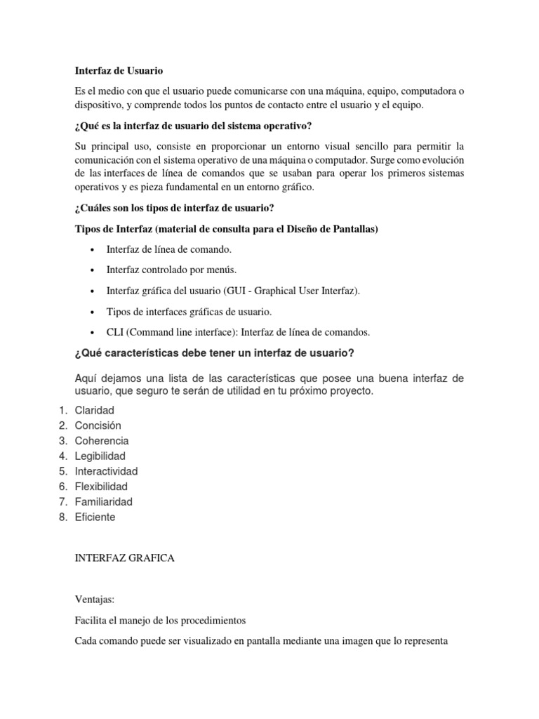 Definición y Tipos de Interfaz de Usuario | PDF