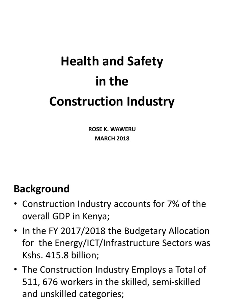 A Presentation On Health and Safety in Construction | PDF ...