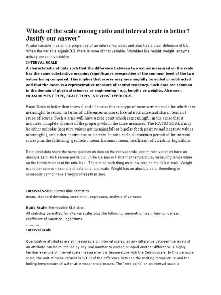 Ratio vs. Interval Scale: Key Differences | PDF | Level Of Measurement ...