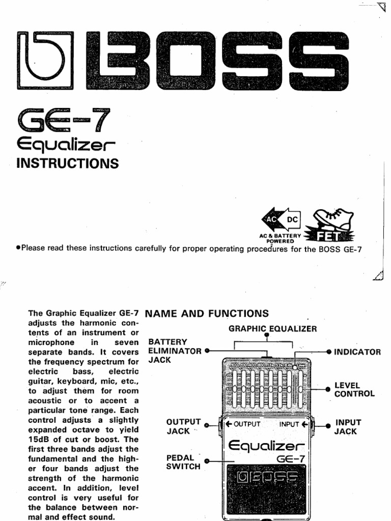Boss GE-7 Manual PDF | PDF