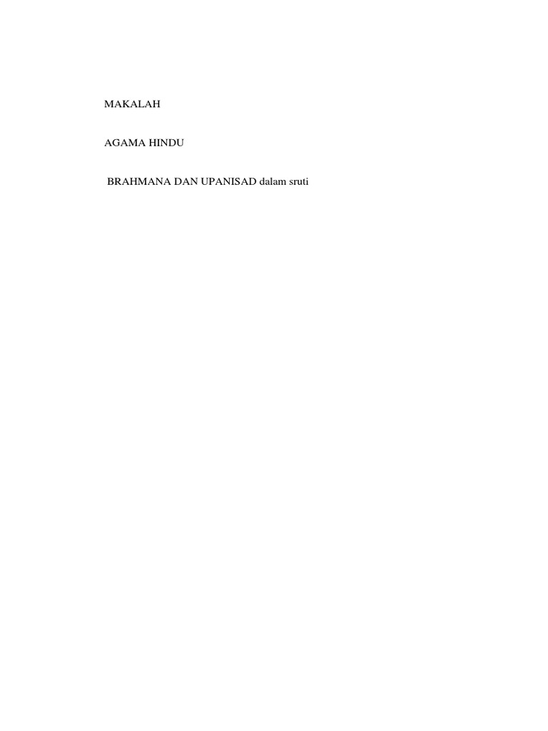 Brahmana dan Upanisad dalam Hindu | PDF