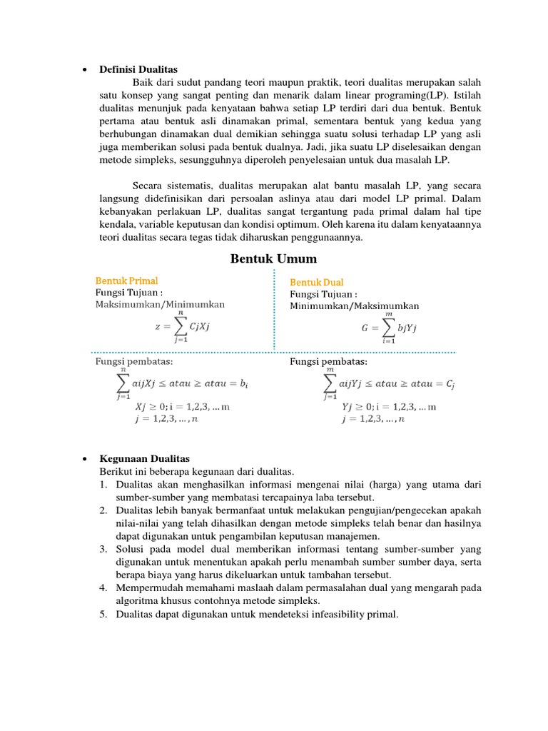 Laporan Materi Dualitas | PDF