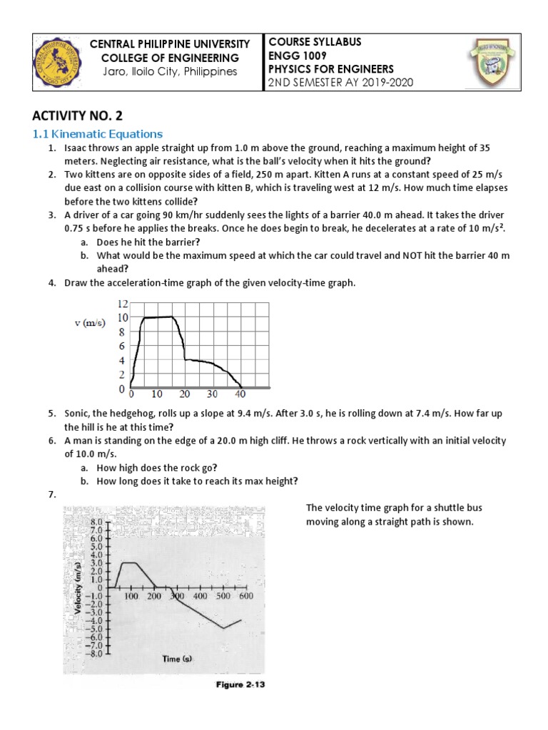 Worksheet 2 - Kinematic Equations | PDF | Velocity | Acceleration
