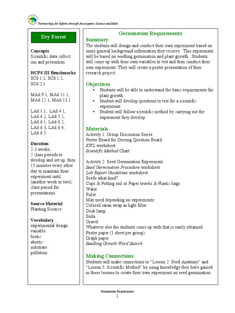 Seed Germination Experiment Guide | PDF | Experiment | Seed