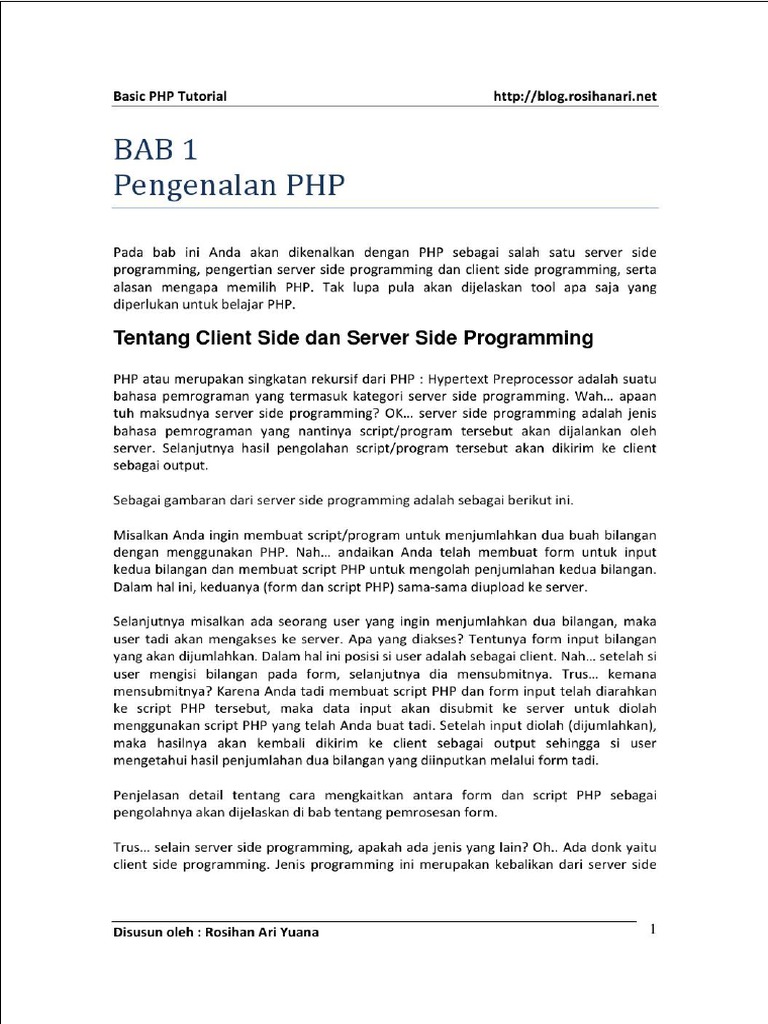 Basic PHP Tutorial (PHP Dasar Dan Tutorial) | PDF