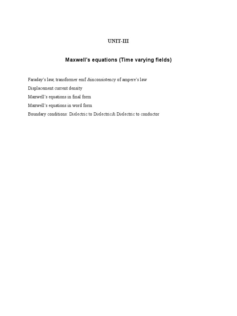 Maxwells Equations Time Varying Fields Pdf Pdf Electromagnetic