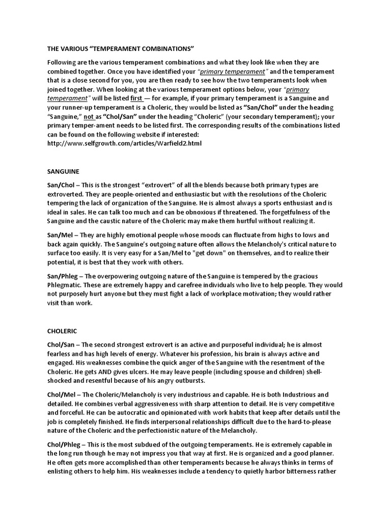 12 Temperament Blends | PDF | Temperament | Neuroscience