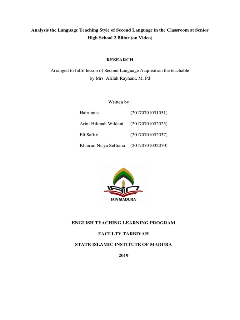 Second Language Learning in The Classroom | PDF | Second Language ...