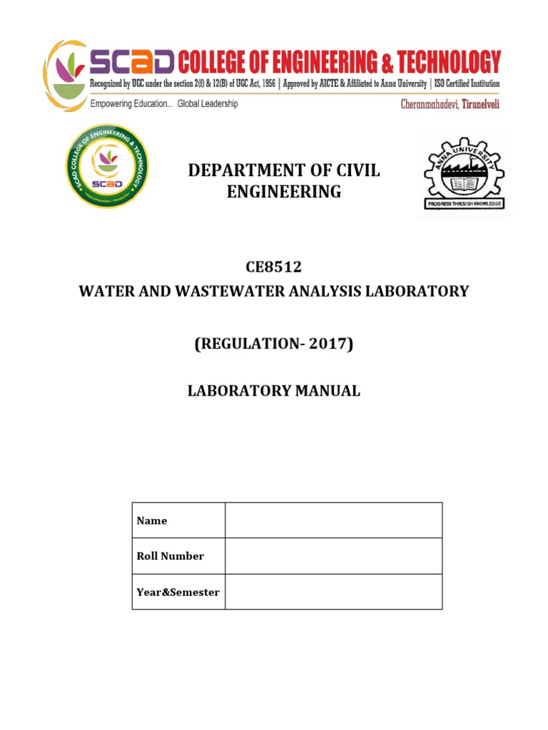 CE 8512 W&WW Analysis Lab | PDF | Ph | Spectrophotometry