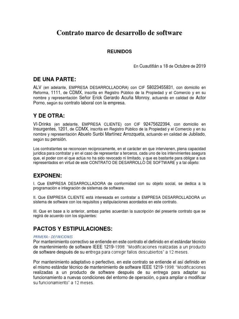 Contrato de Desarrollo de Software | PDF | Software | Ingeniería de ...