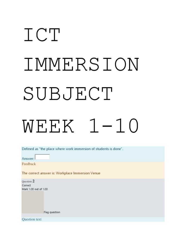 ICT Work Immersion Overview | PDF | Employment | Cognition
