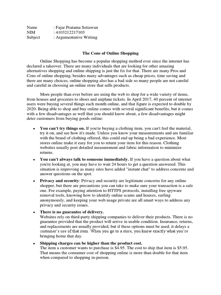 Argumentative Writing Shopping | PDF | Online Shopping | Internet Privacy