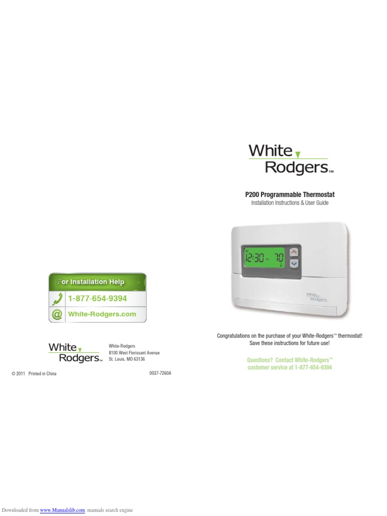 P200C Thermostat | PDF | Thermostat | Furnace