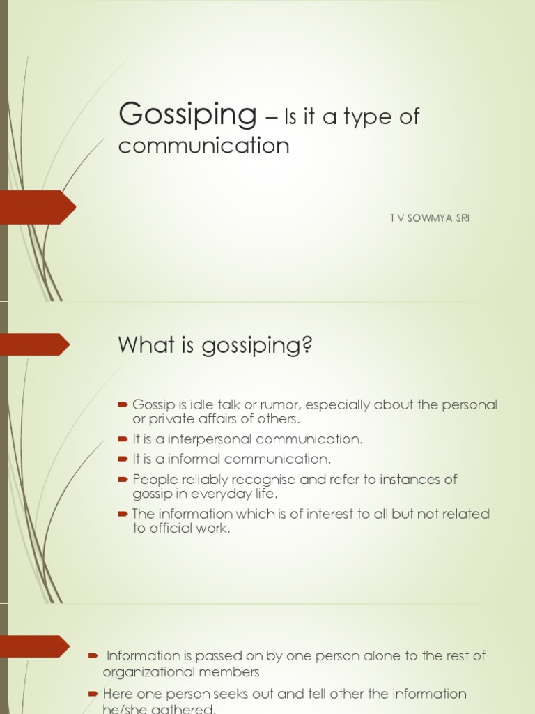Gossiping - Is It A Type of Communication PDF | PDF | Rumor | Reputation