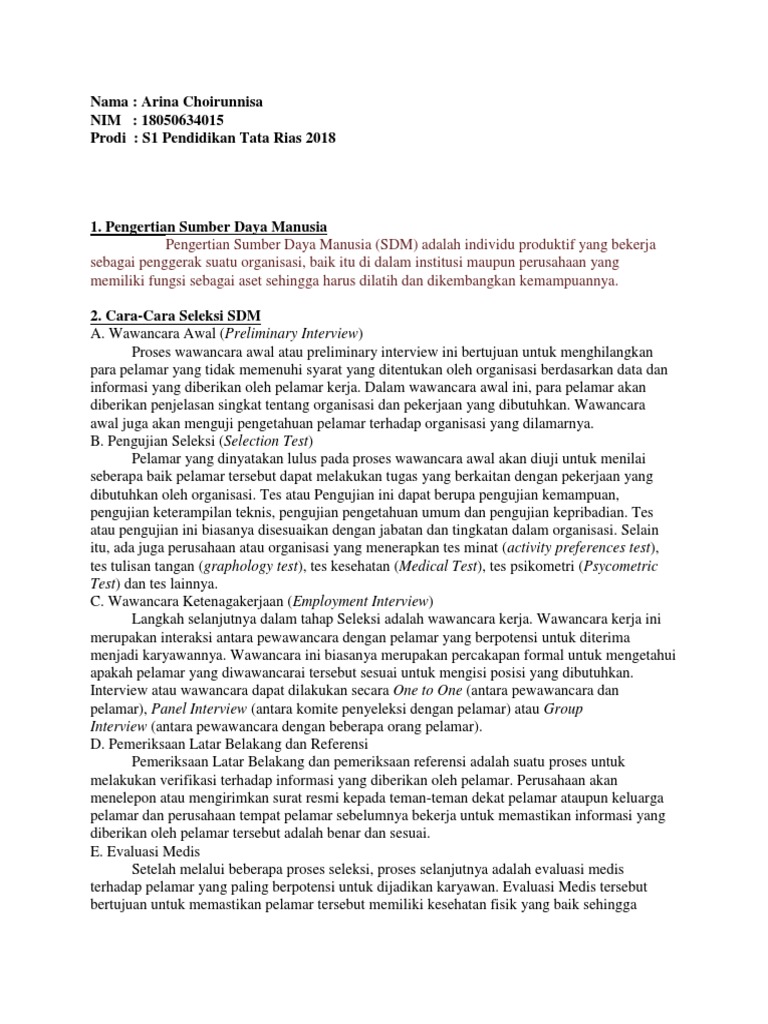 Panduan Seleksi dan Pelatihan SDM | PDF | Karier & Perkembangan