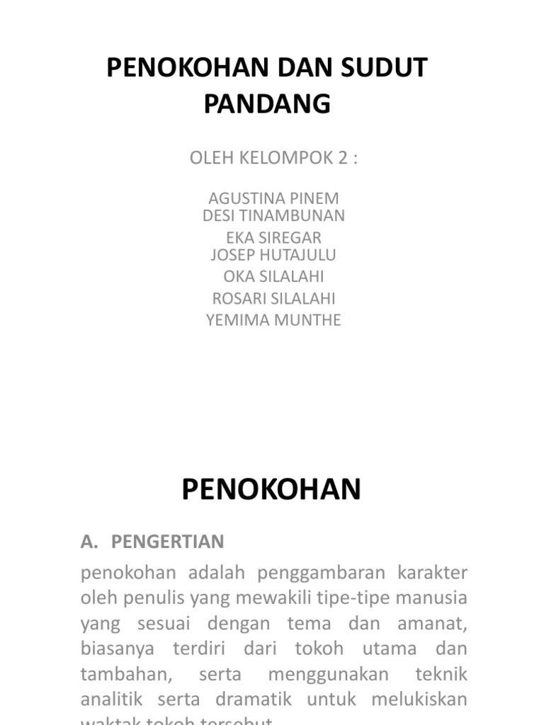 Penokohan dan Sudut Pandang | PDF | Fiksi Umum