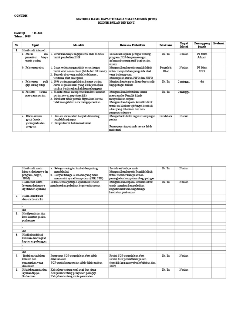 Contoh - Matriks Hasil RTM | PDF | Teknologi & Rekayasa