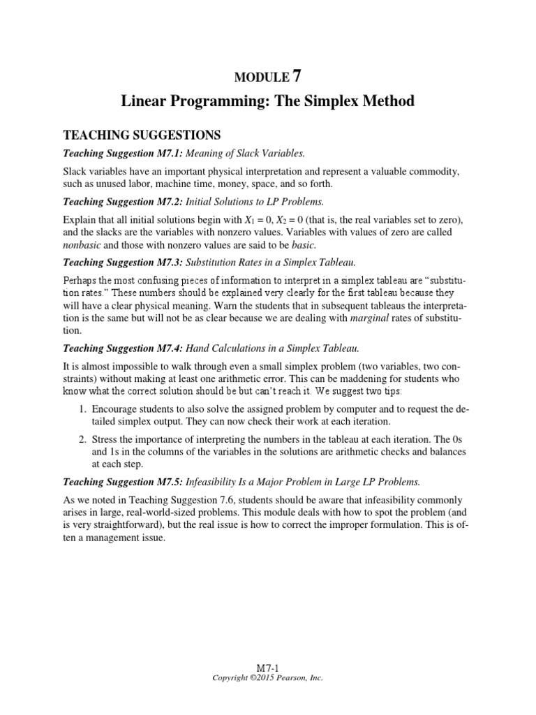 Module 7 Linear Programming The Simplex Method Answers | PDF ...