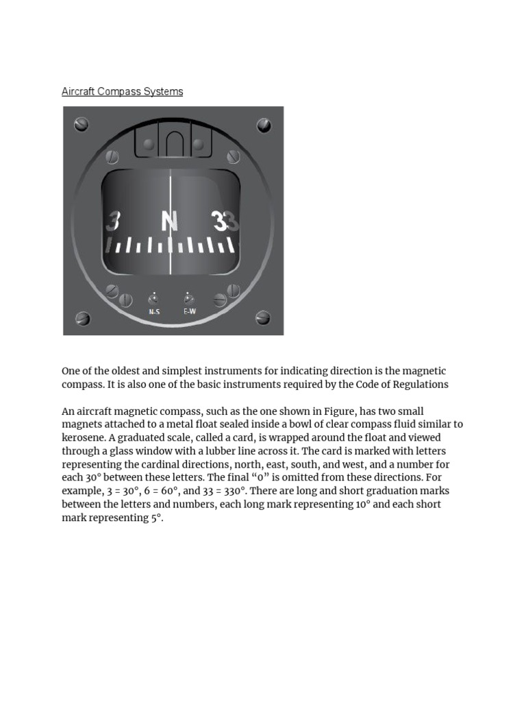 Aircraft Compass Systems | PDF | Compass | Gyroscope