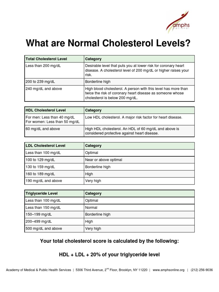 Cholesterol Handout - ENGL | PDF | Cholesterol | High Density Lipoprotein