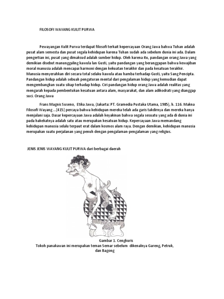 Filosofi Dan Jenis Jenis Wayang Kulit Purwa | PDF