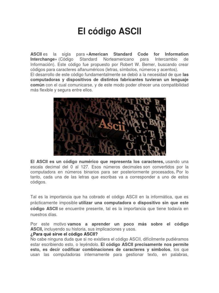 Codigo Ascci Pdf Ascii Notación