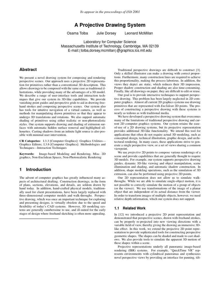 A Projective Drawing System | PDF | Perspective (Graphical) | Rendering ...