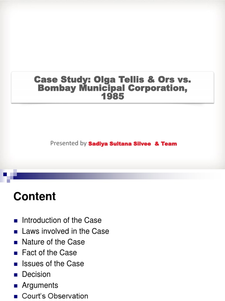 Olga Tellis Case Study: Eviction Rights | PDF | Crime & Violence ...