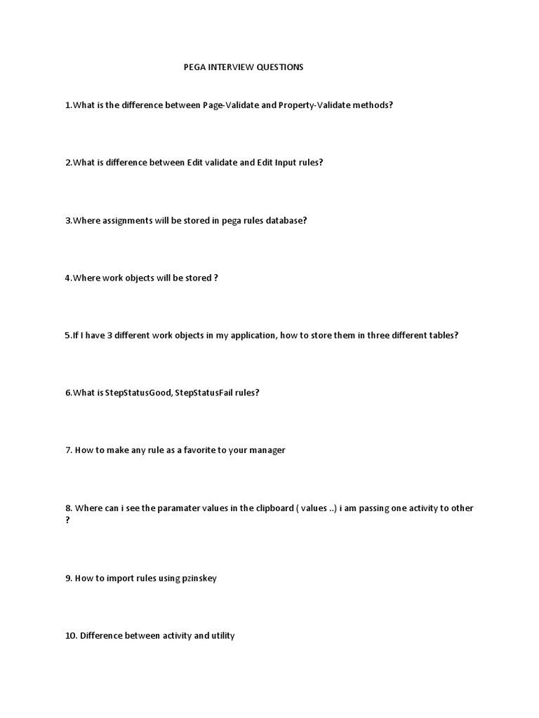 Pega Interview Questions | PDF | Class (Computer Programming) | Object (Computer Science)