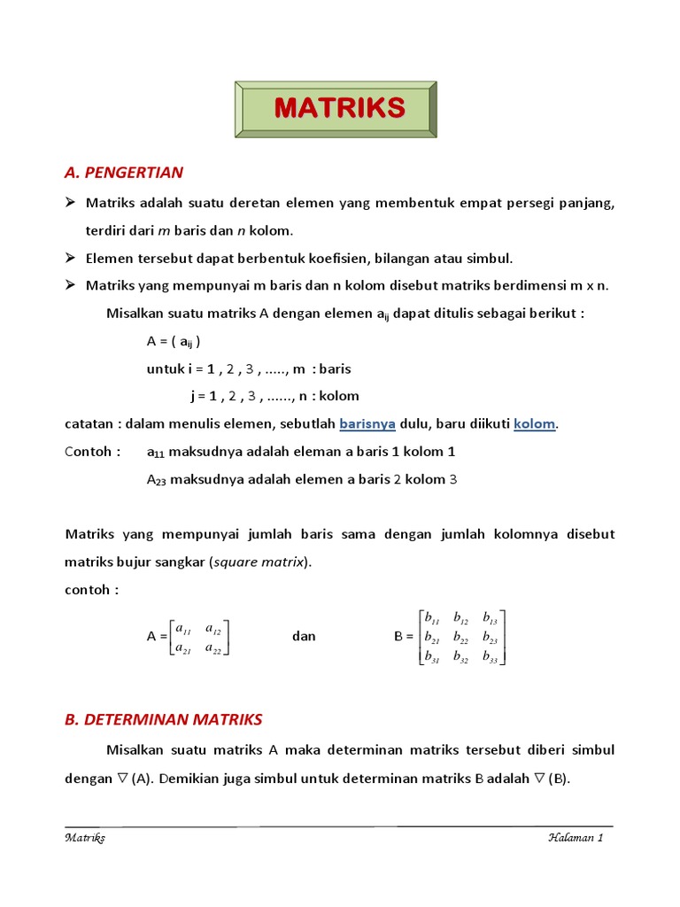 MATRIKS Revisi | PDF | Metode & Bahan Ajar