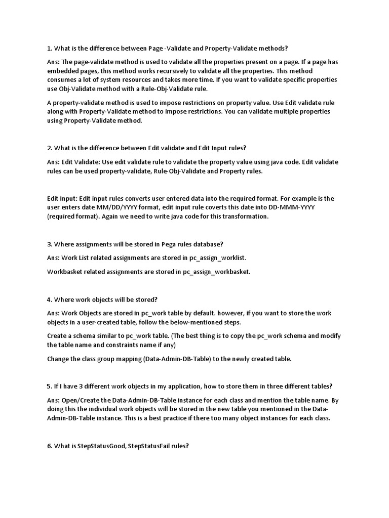 Pega Interview Q&A Guide | PDF | Class (Computer Programming) | Method ...