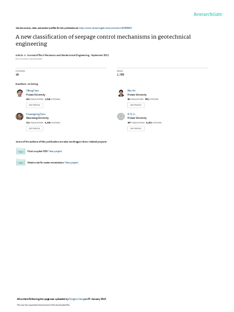 A New Classification of Seepage Control Mechanisms in Geotechnical ...