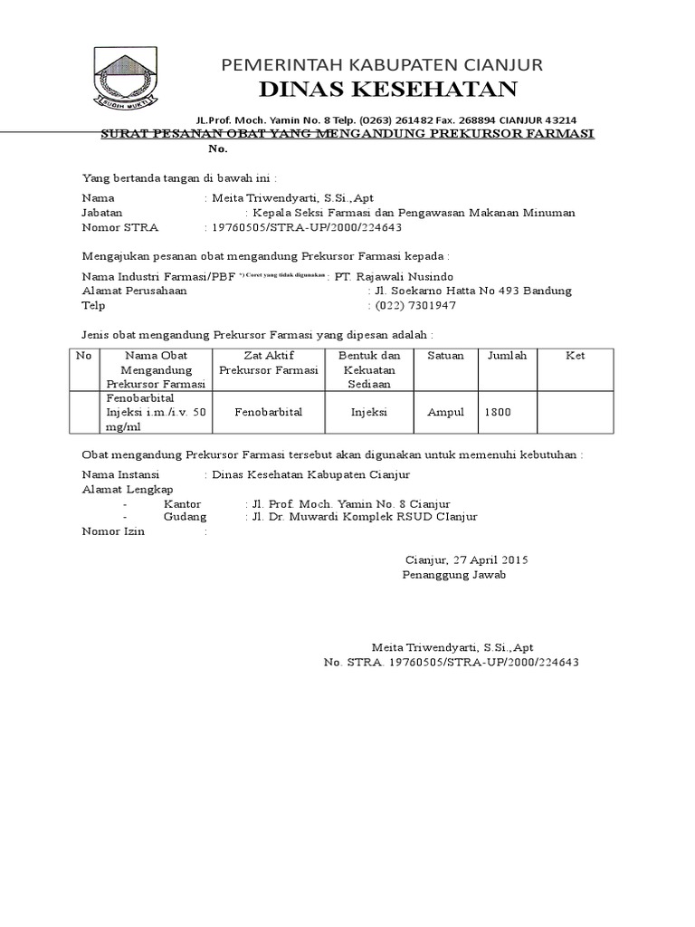 Format SP Prekursor Dan Psikotropika | PDF