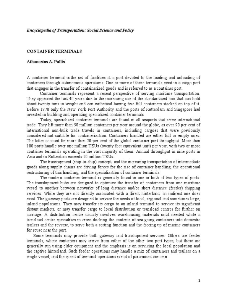Container Terminals Pdf Containerization Port