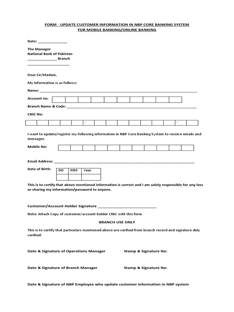 Update Customer Info in NBP System | PDF | Career & Growth | Business