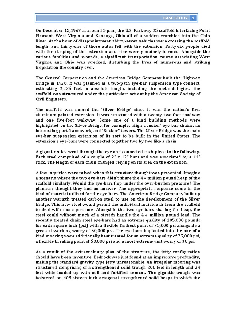 Silver Bridge Collapse Case Study | PDF | Bridge | Steel