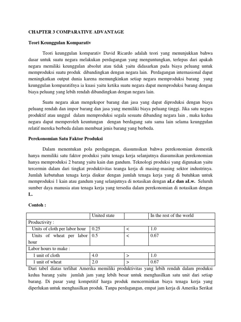 Comparative Advantage David Ricardo | PDF